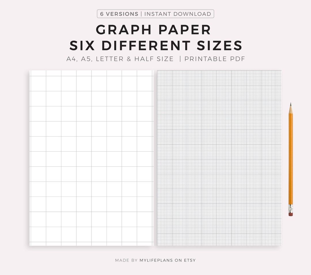 Graph Paper Six Different Sizes 0.25, 0.5, 1, 10 Squares per Inch, 5mm ...