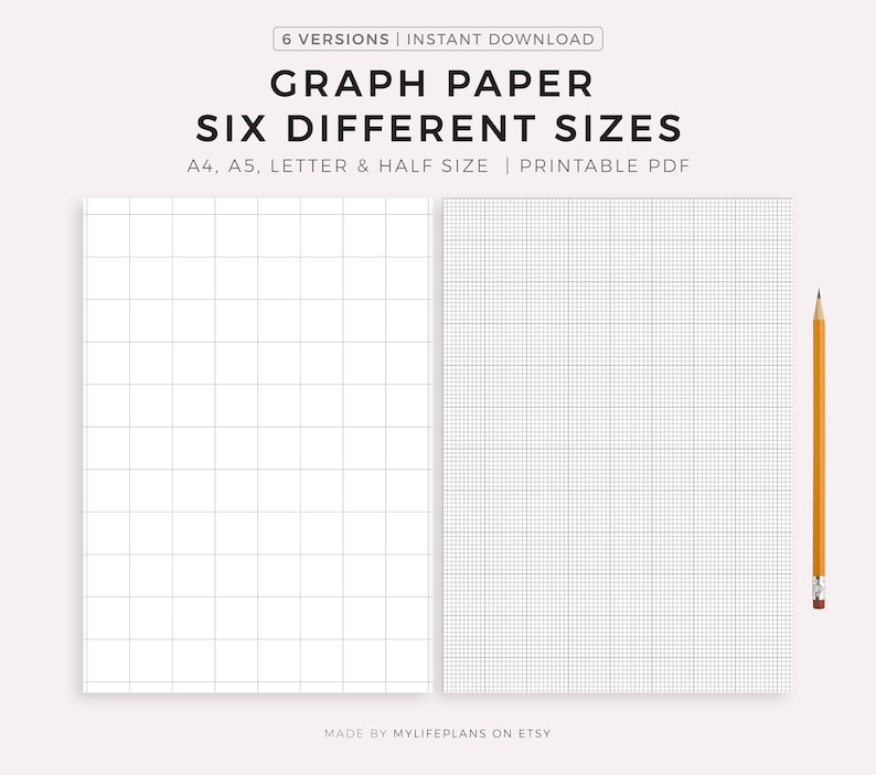 Graph Paper Six Different Sizes 0.25 0.5 | Etsy