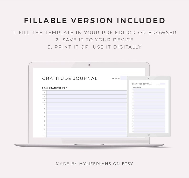 30 Days of Gratitude Printable Template, Daily Gratitude Journal ...