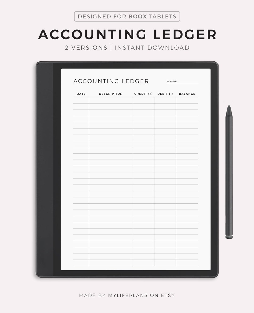 Accounting Ledger Template, Small Business Bookkeeping, Log for Credit ...