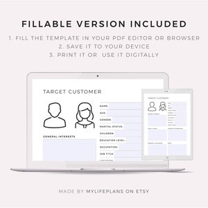 Target Customer Template Printable, Consumer Profile Worksheet, Ideal ...