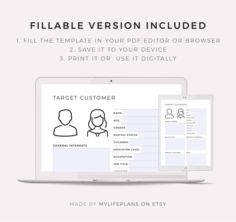 Target Customer Template Printable Consumer Profile - Etsy