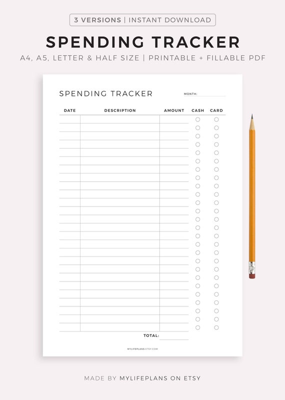 Spending Tracker Printable Expense Tracker Budget Template - Etsy