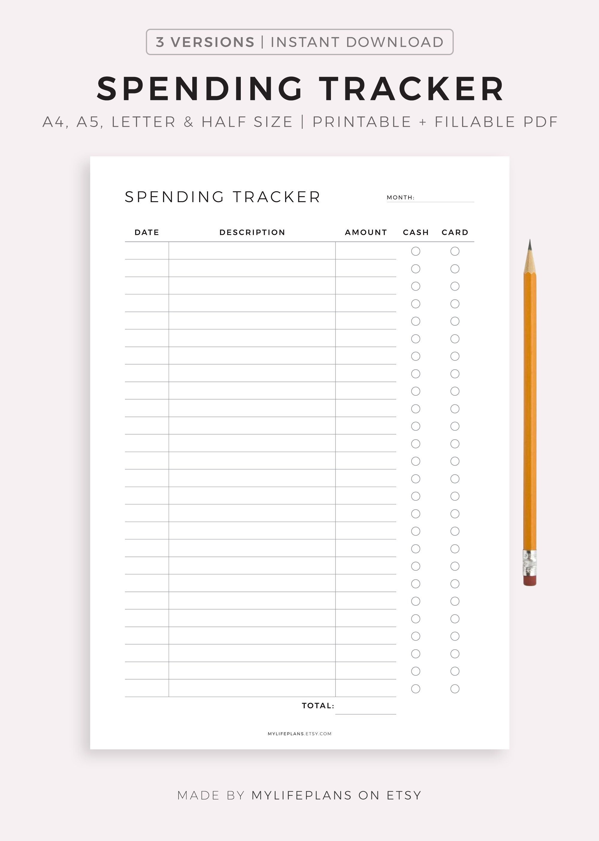 Spending Tracker Printable Expense Tracker Budget Template - Etsy