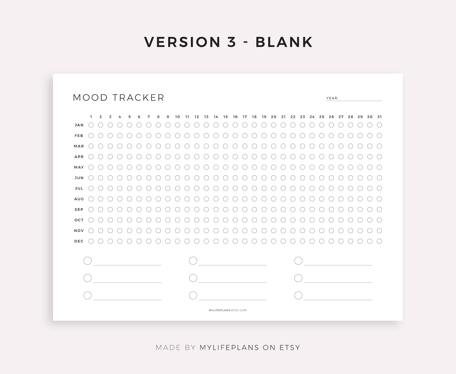 Mood Tracker Printable Landscape A Year in Pixels Mood - Etsy UK