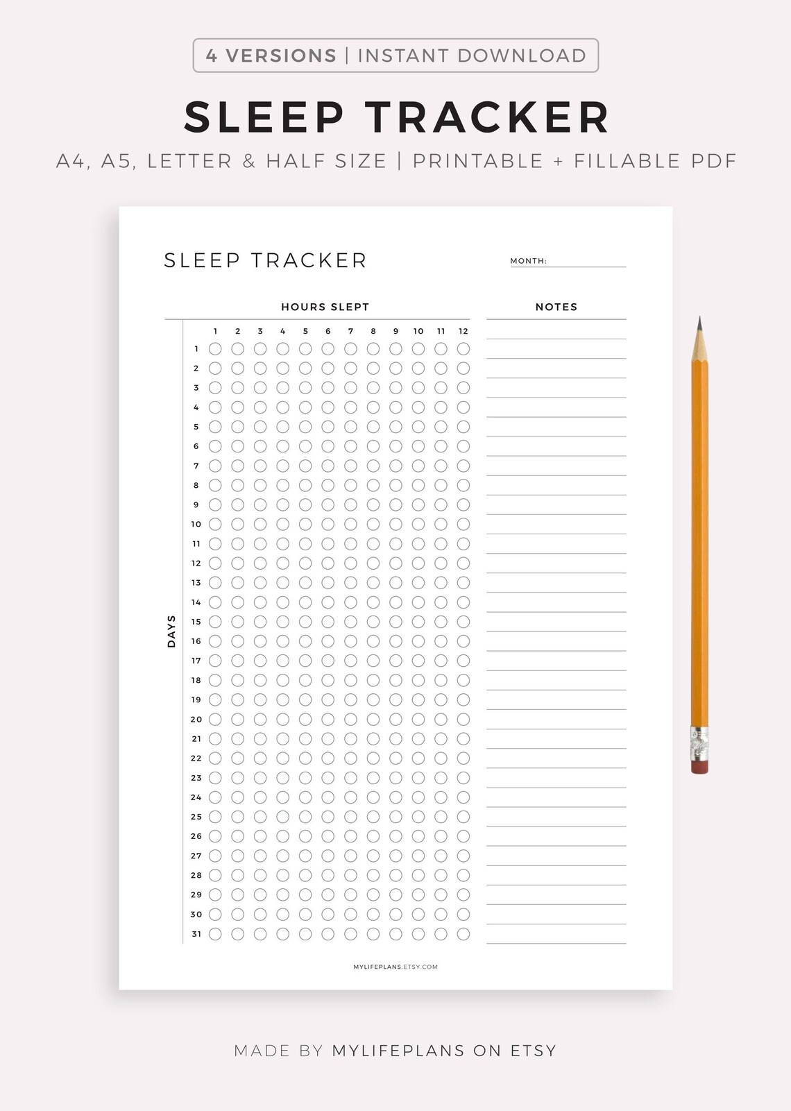 Sleep Tracker Printable Monthly Sleep Log Sleep Quality - Etsy