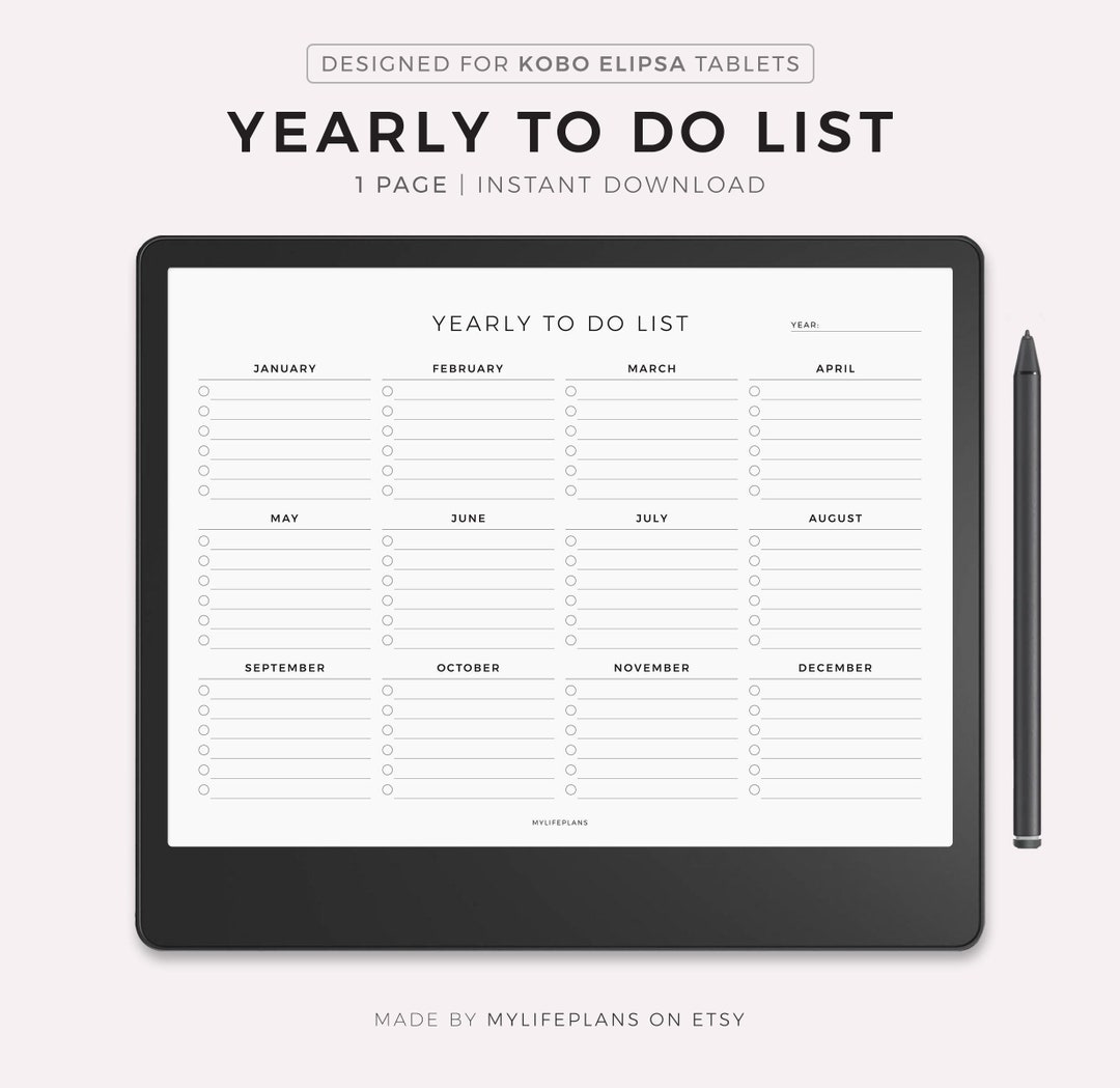 Yearly to Do List Planner Landscape, Yearly Task List, Minimalist ...