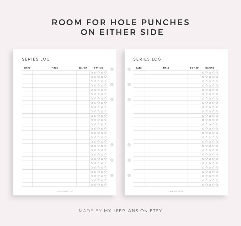 TV Series Log Printable Series to Watch Series I've - Etsy