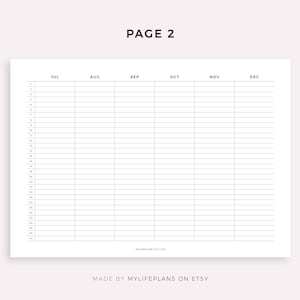 Half Year Calendar Printable, Undated Calendar on 2 Pages, Year at a ...