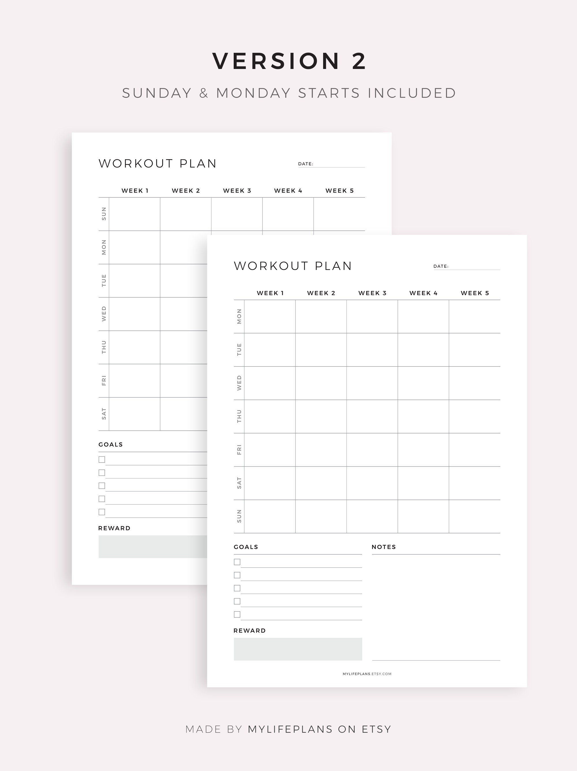 Monthly Workout Planner Printable 30 Days Fitness Planner - Etsy