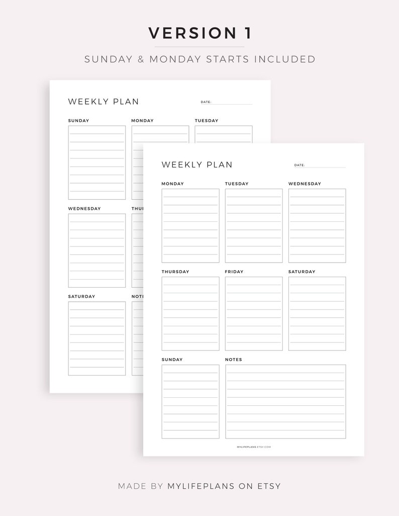 Weekly Planner Printable to Do List Minimal Weekly Schedule - Etsy Canada