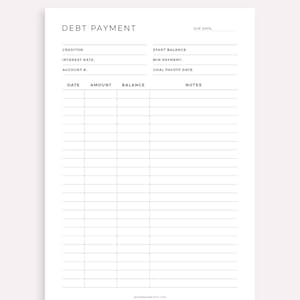 Debt Payment Tracker Printable, Debt Payoff Log, Debt Repayment Plan ...