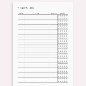 TV Series Log Template for Remarkable Paper Pro, Instant Download - Etsy