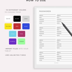 Password Tracker for Remarkable Paper Pro, Password Keeper, Password ...