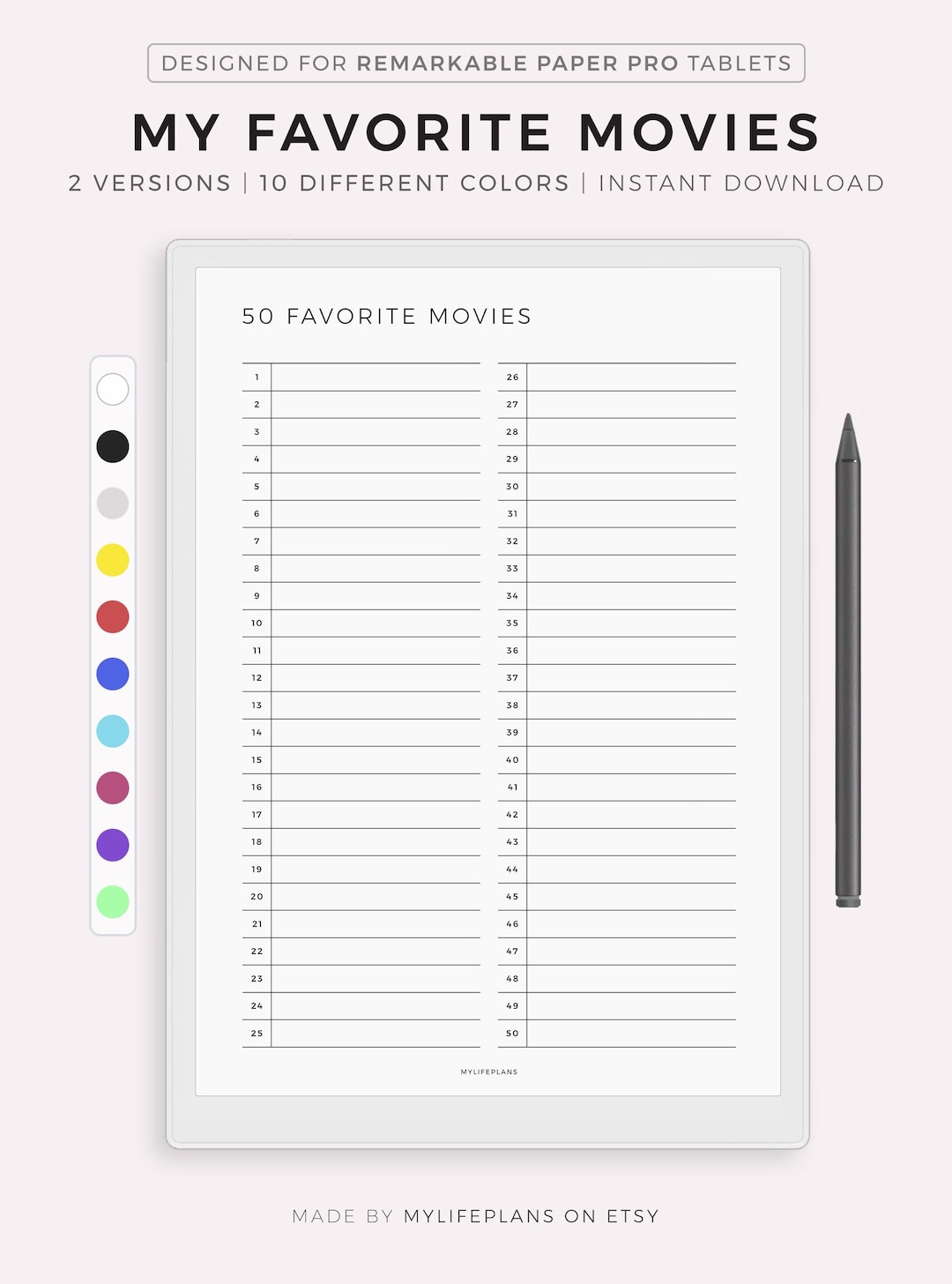 My Favorite Movies List for Remarkable Paper Pro, Best Movies I've ...