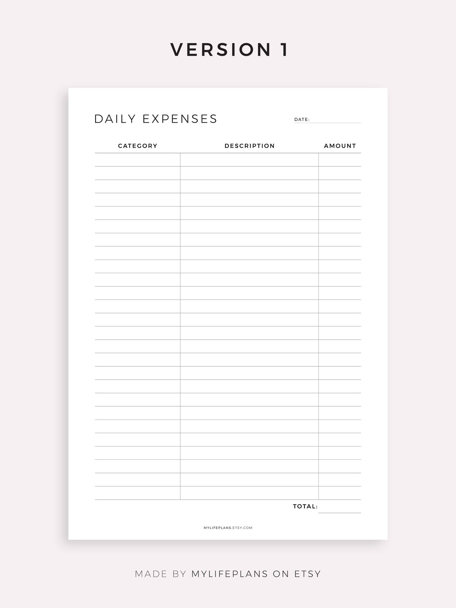 Daily Expenses Tracker Printable Spending Tracker Budget - Etsy