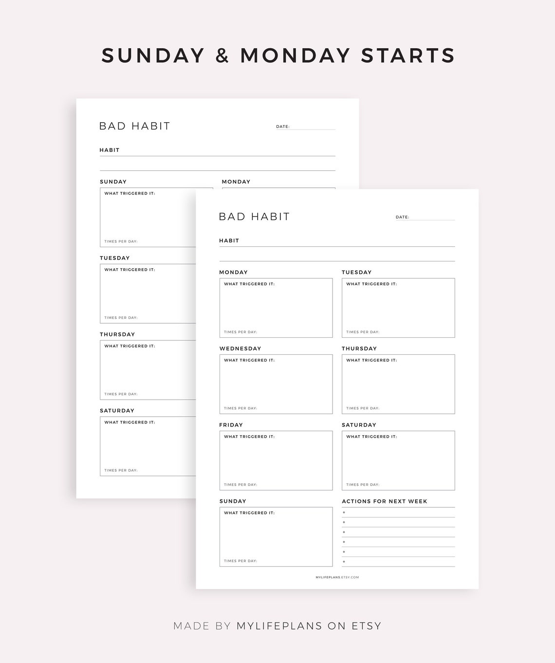 Bad Habit Tracker, Habit Analyzer, Habit Loop, Habit Patterns, A4/a5 ...