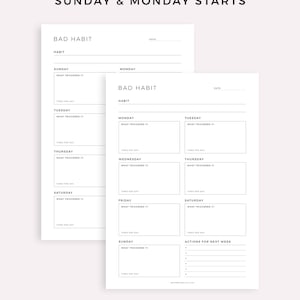 Bad Habit Tracker, Habit Analyzer, Habit Loop, Habit Patterns, A4/a5 ...