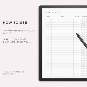 TV Series Log Template for Kobo Elipsa 2e / 1, Series to Watch, Series ...
