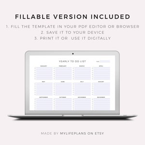 Yearly to Do List Printable Landscape, Yearly Task List, Minimalist ...