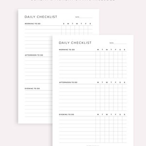 Daily Checklist Printable &amp; Fillable, Daily to Do List Template, Task ...
