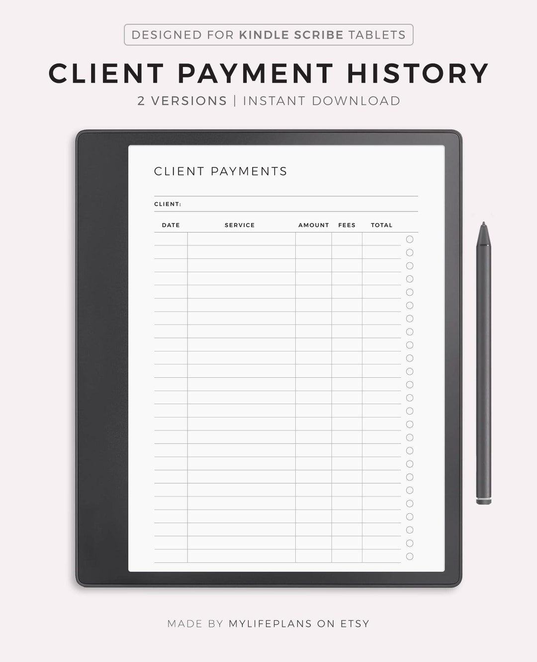 Client Payment History Tracker, Client Payment Log, Client Book ...