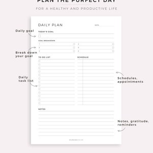 Daily Goal Planner, Daily to Do List Printable, Daily Planner Inserts ...