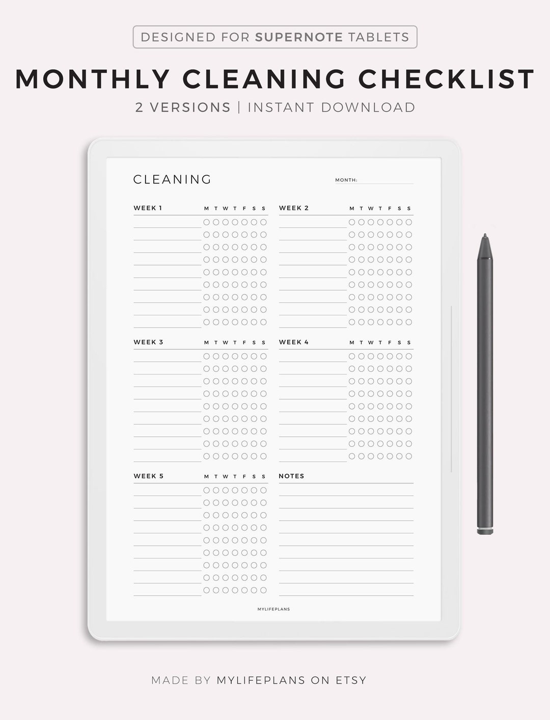 Monthly Cleaning Checklist for Supernote A5X/A5/A6X2/A6X/A6, Cleaning ...