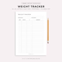 Simple Weight Tracker Printable, Weight Log Template, Weight Loss ...