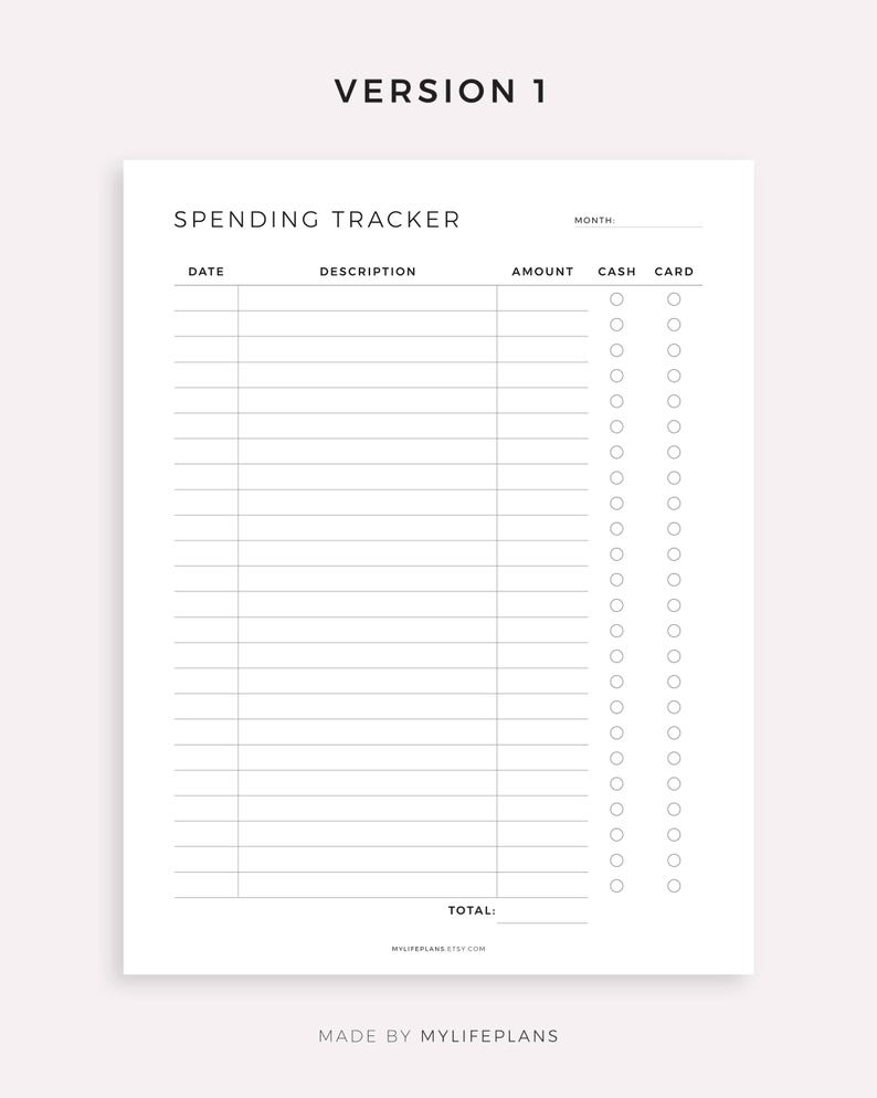 Spending Tracker Printable for Happy Planner Classic & Big, Instant ...