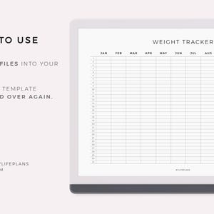 365 Day Weight Tracker for Remarkable 2, Landscape, Daily Weight ...