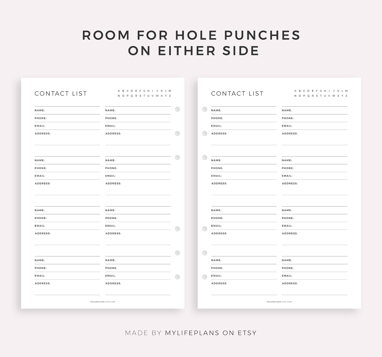 Contacts List Printable, Address Book, Contact Information, Contact ...