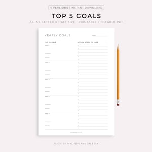 Top 5 Goals - Yearly Goals, Quarterly Goals, Monthly Goals, Weekly ...