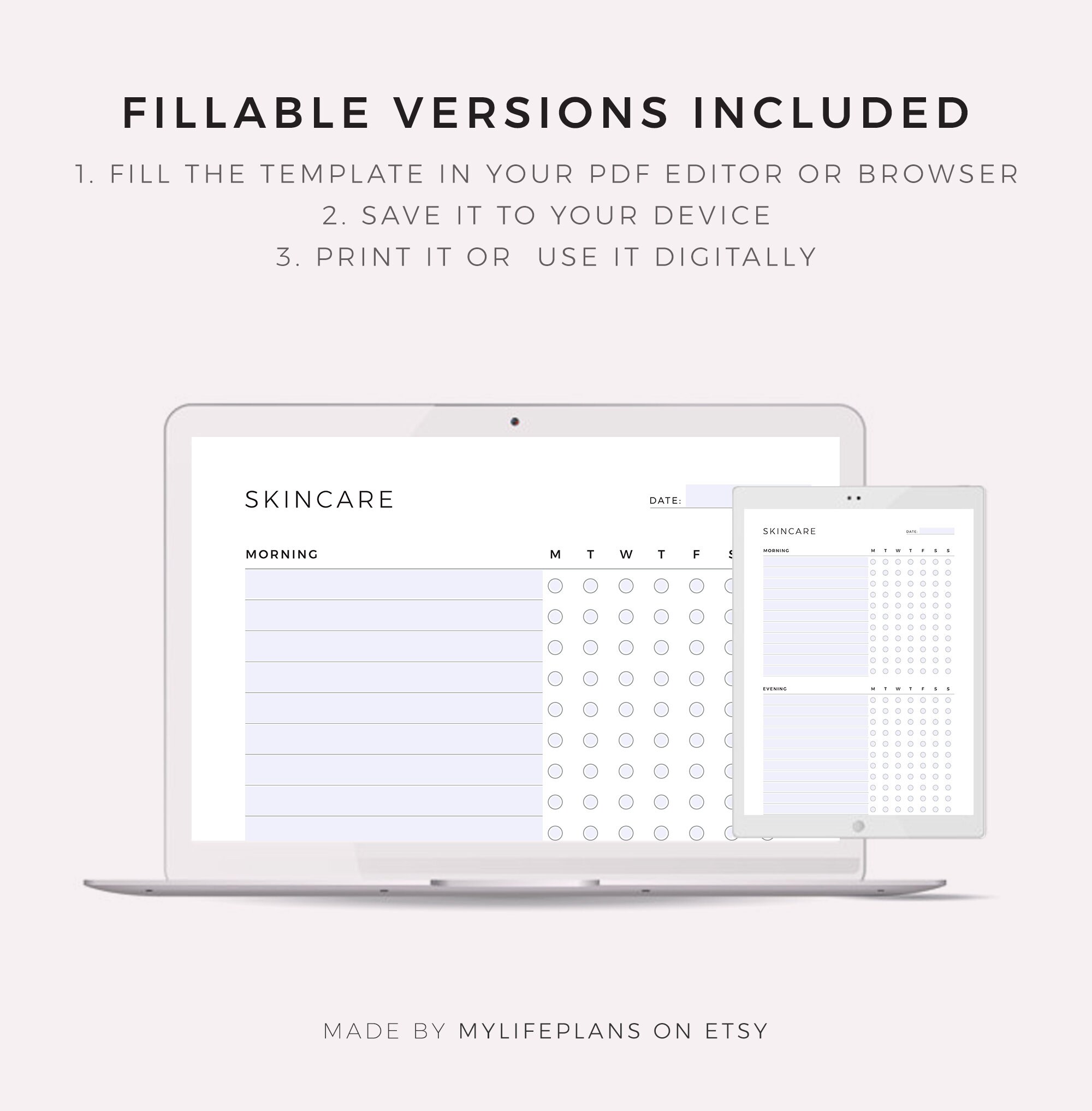 Skincare Routine Planner Printable Beauty Planner Daily Self - Etsy