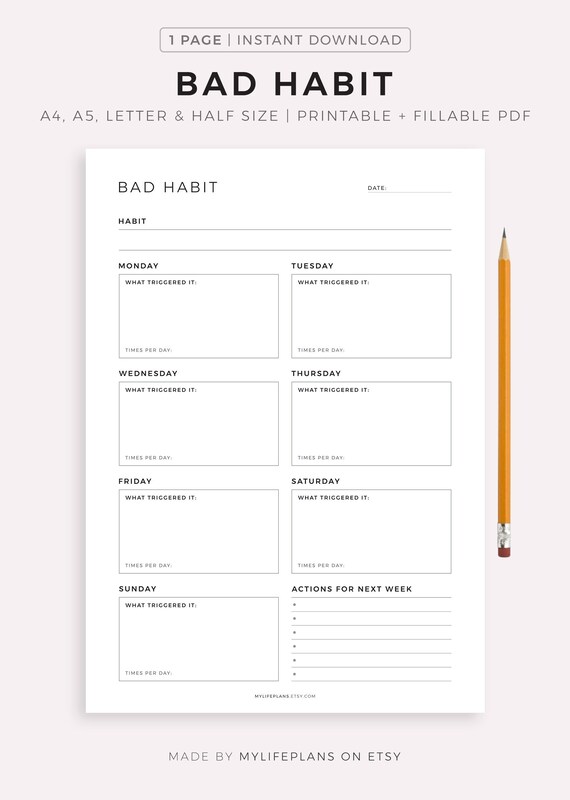 Bad Habit Tracker Habit Analyzer Habit Loop Habit Patterns - Etsy