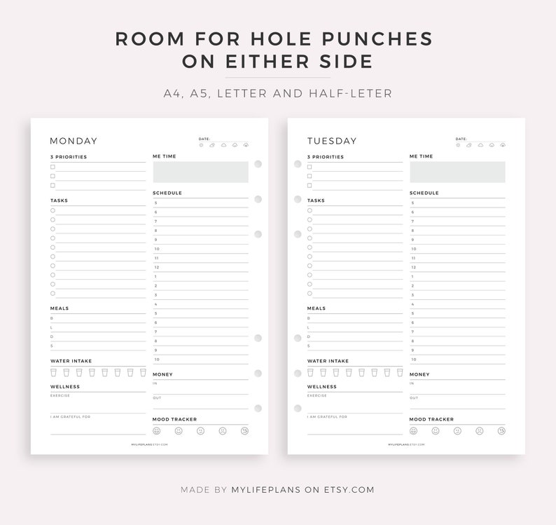 7 Day Planner Printable, Weekly Planner, Daily to Do List for Work ...
