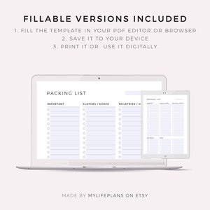 Printable Travel Packing List - Travel Documents, Electronics, Clothes ...