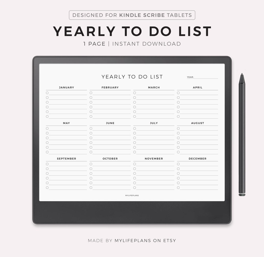 Yearly to Do List Planner Landscape, Yearly Task List, Minimalist ...