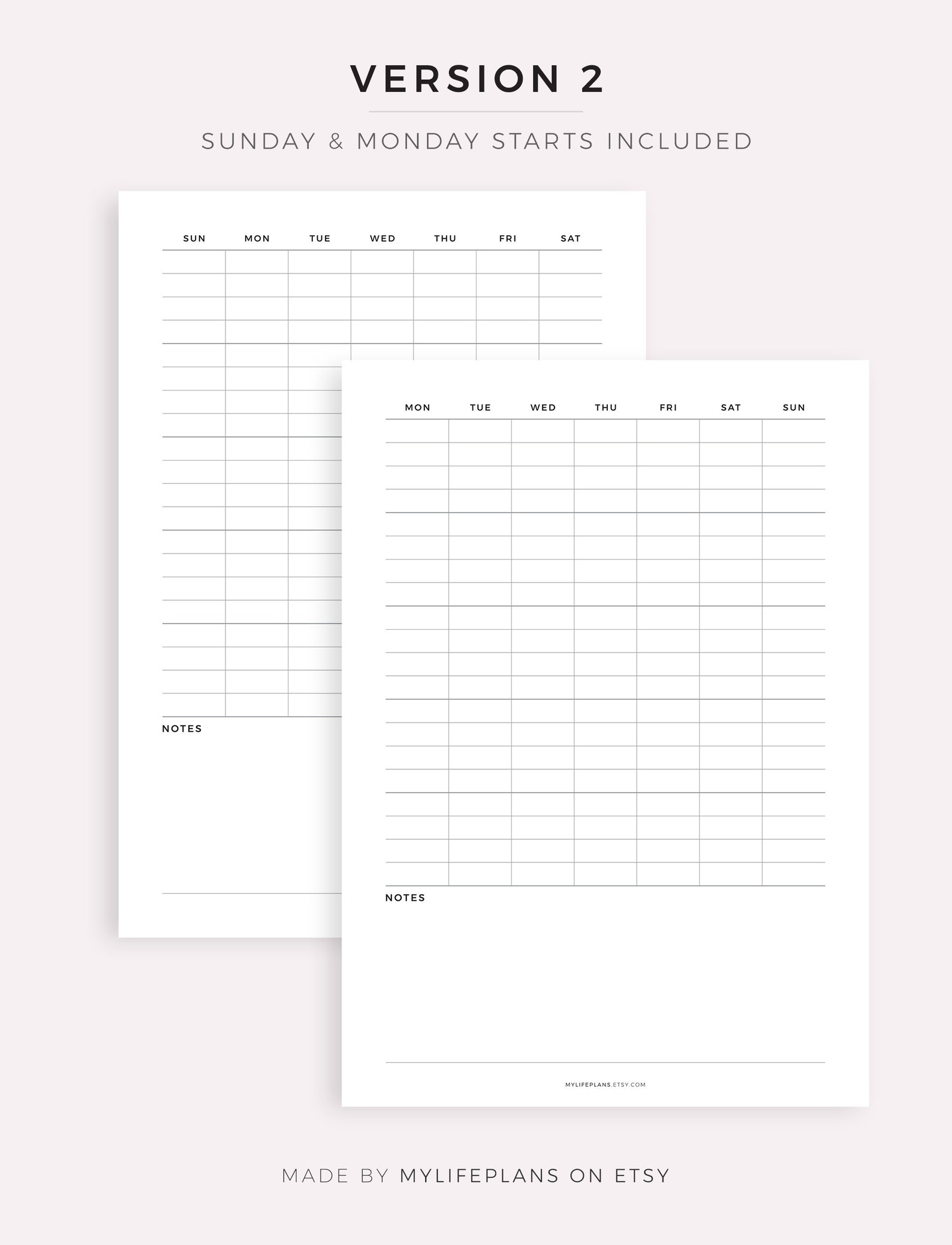 Blank Monthly Calendar Template Printable & Fillable, Undated Calendar ...