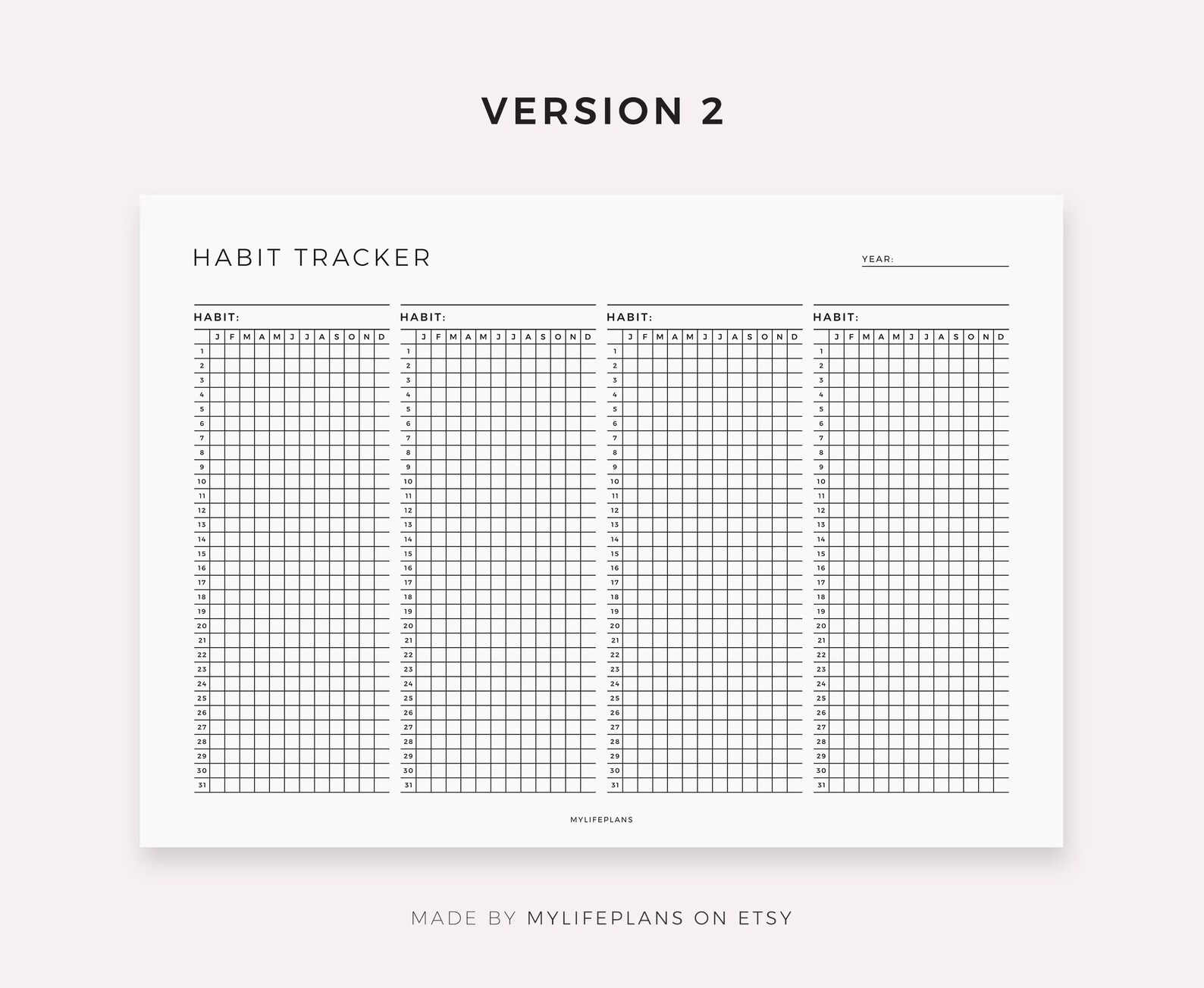 Yearly Habit Tracker for Remarkable Paper Pro, Landscape, Instant ...