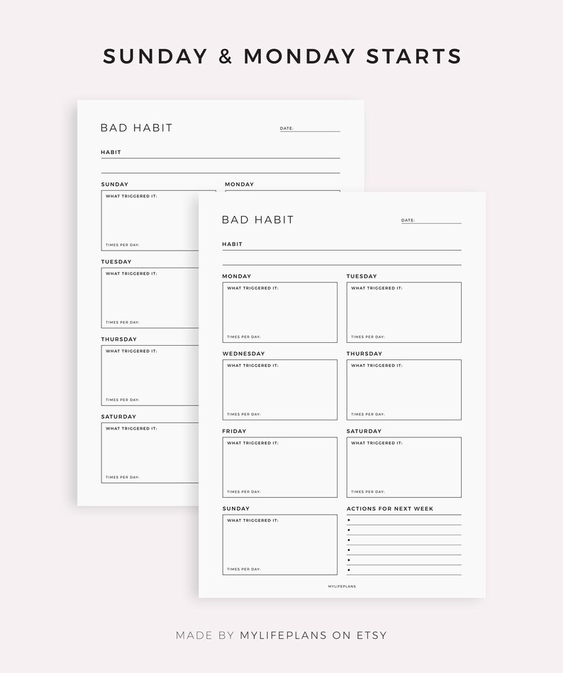 Bad Habit Tracker for Remarkable Paper Pro, Instant Download - Etsy