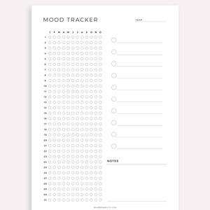 Mood Tracker Printable, A Year in Pixels, Mood Journal, Emotion Tracker ...