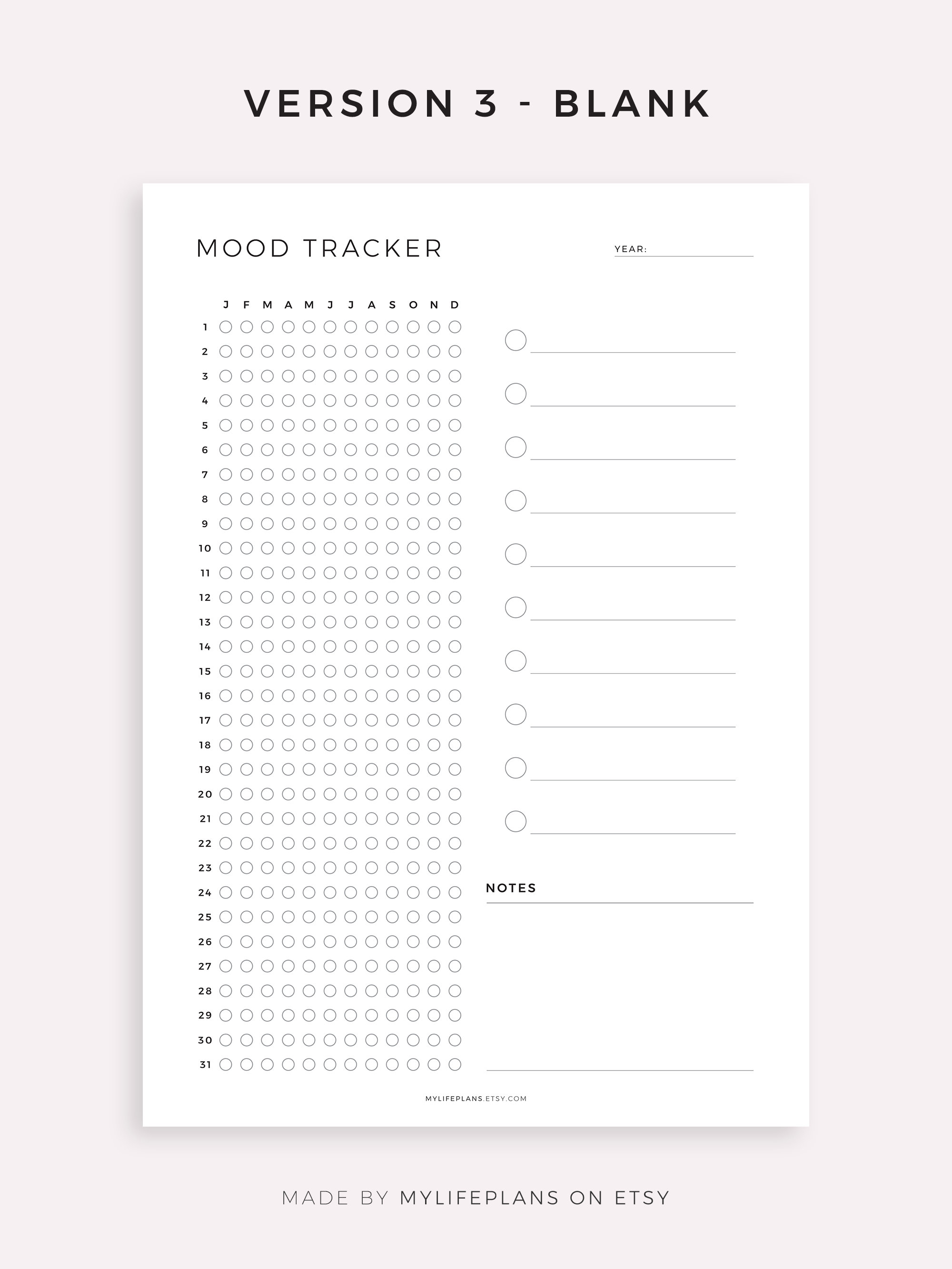 Mood Tracker Printable A Year in Pixels Mood Journal - Etsy UK