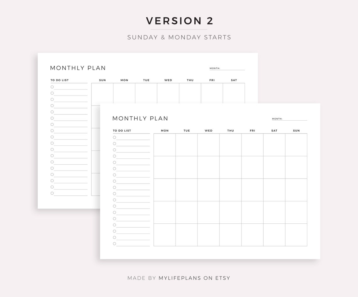 Monthly to Do List Printable Planner, Productivity Monthly Planner ...
