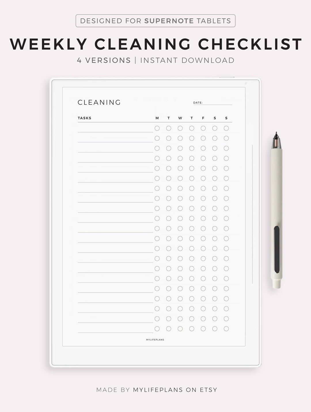 Weekly Cleaning Checklist, Cleaning Template, Cleaning Planner ...