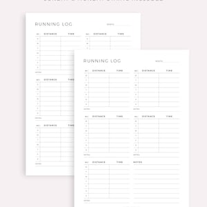 Monthly Running Log Printable Template, Running Journal, Cardio ...