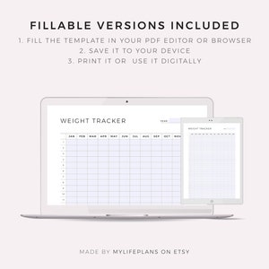 365 Day Weight Tracker Printable & Fillable, Daily Weight Journal ...