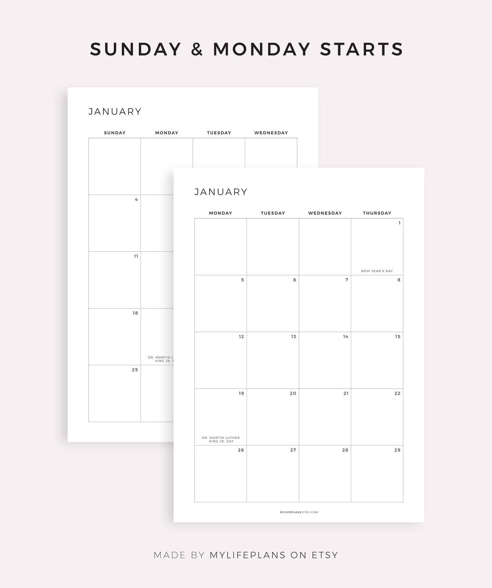 2026 Monthly Planner With Holidays, Dated Month on 2 Pages, Monthly ...