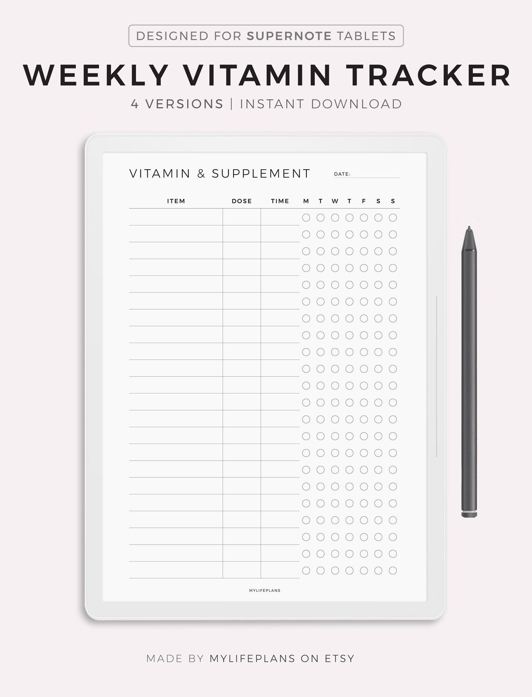 Weekly Vitamin Tracker for Supernote A5X2/A5X/A5/A6X2/A6X/A6 ...