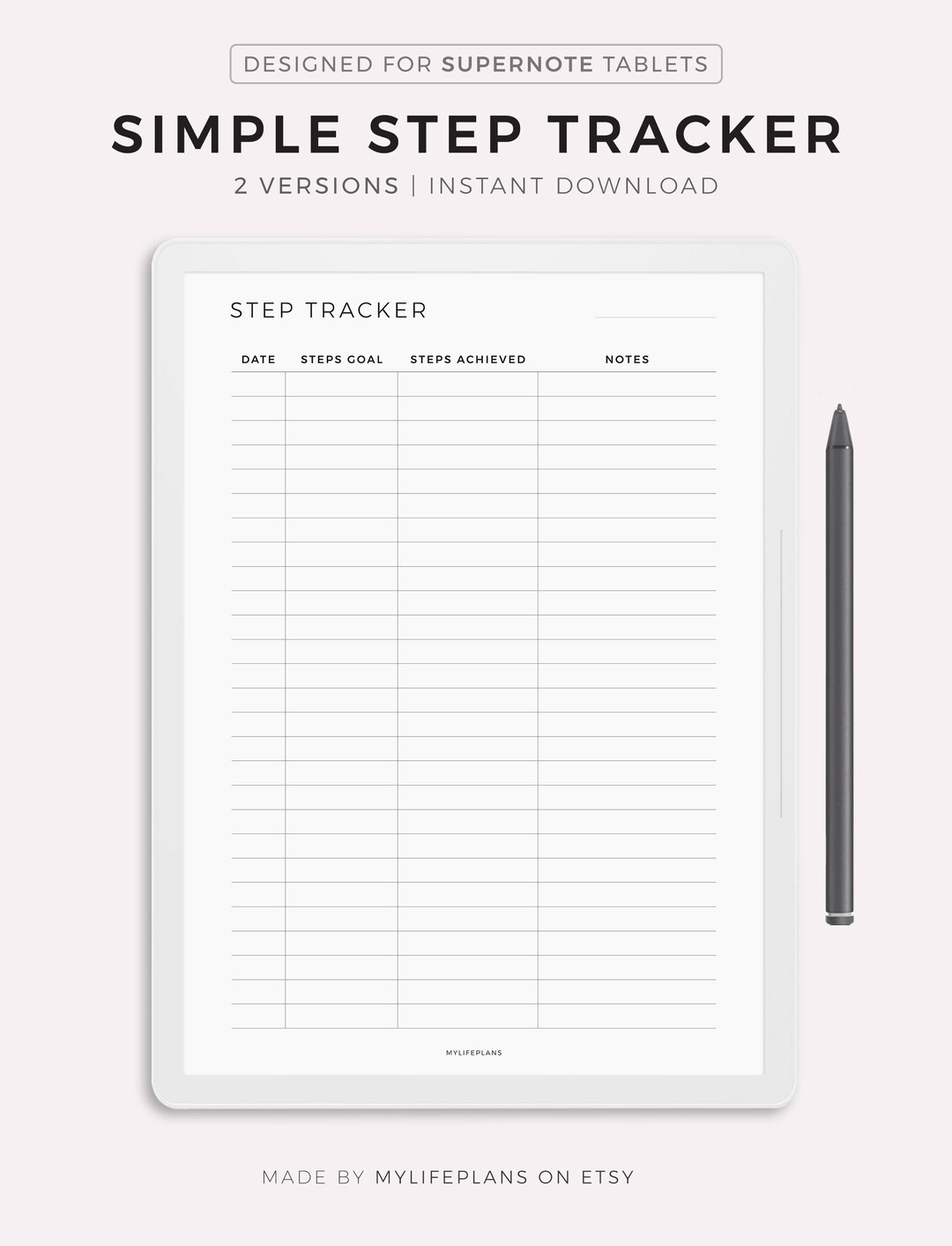 Simple Step Tracker for Supernote A5X2/A5X/A5/A6X2/A6X/A6, Step Log ...